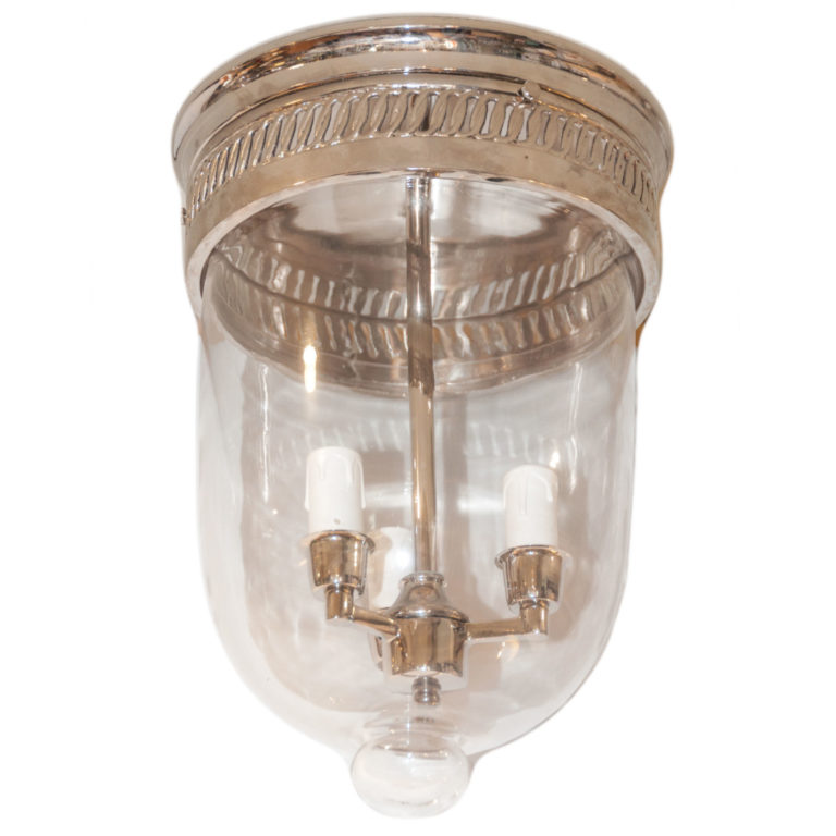 Burgh Nickel Ceiling Mounted Bell Jar Light Fitting | Baker Rhodes