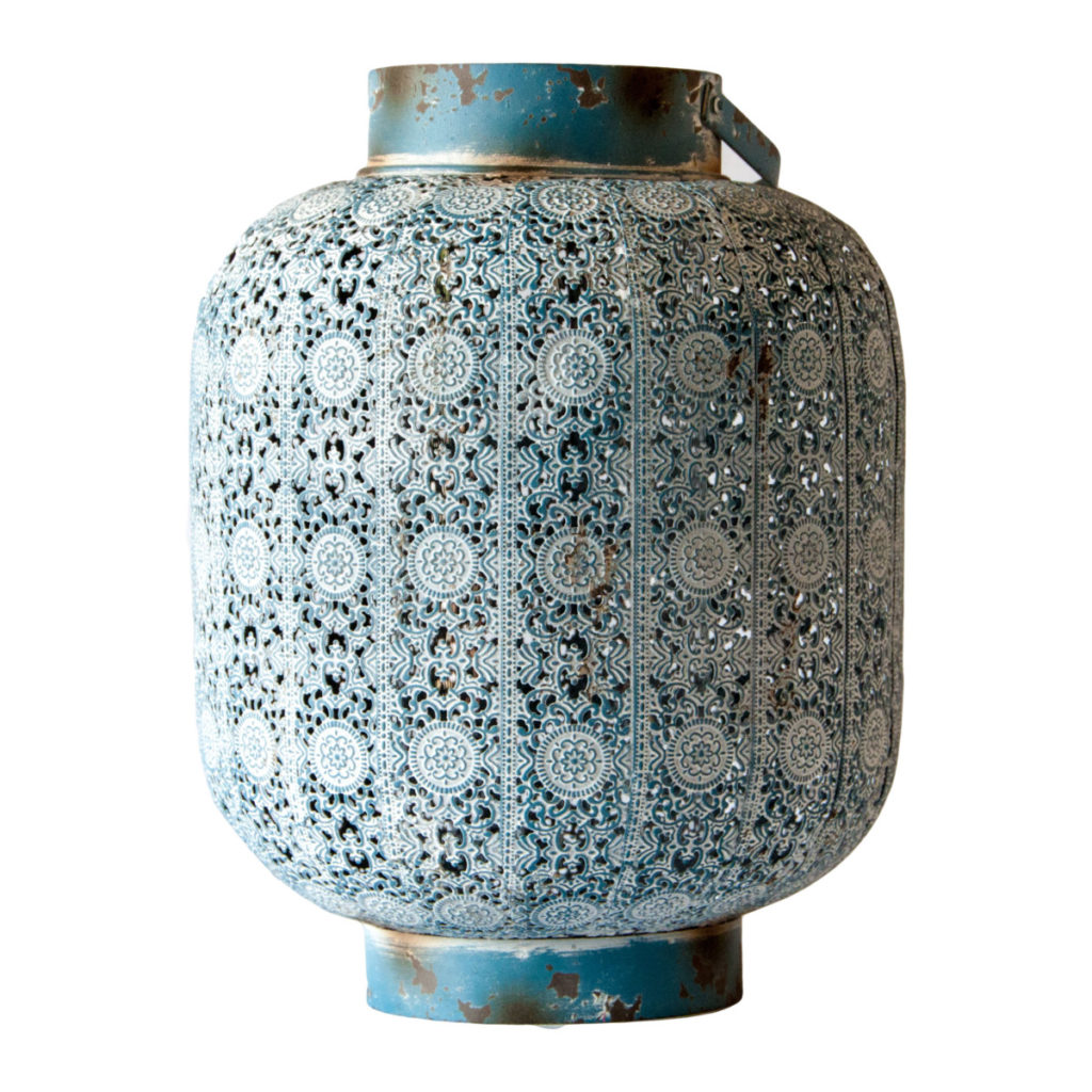 Antiqued Blue Metal Lantern | Baker Rhodes